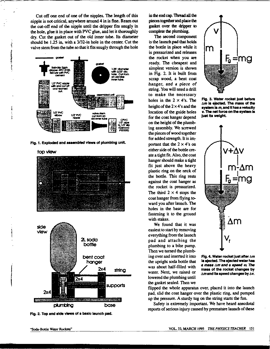 Water rocket article from Physics Teacher Magazine
